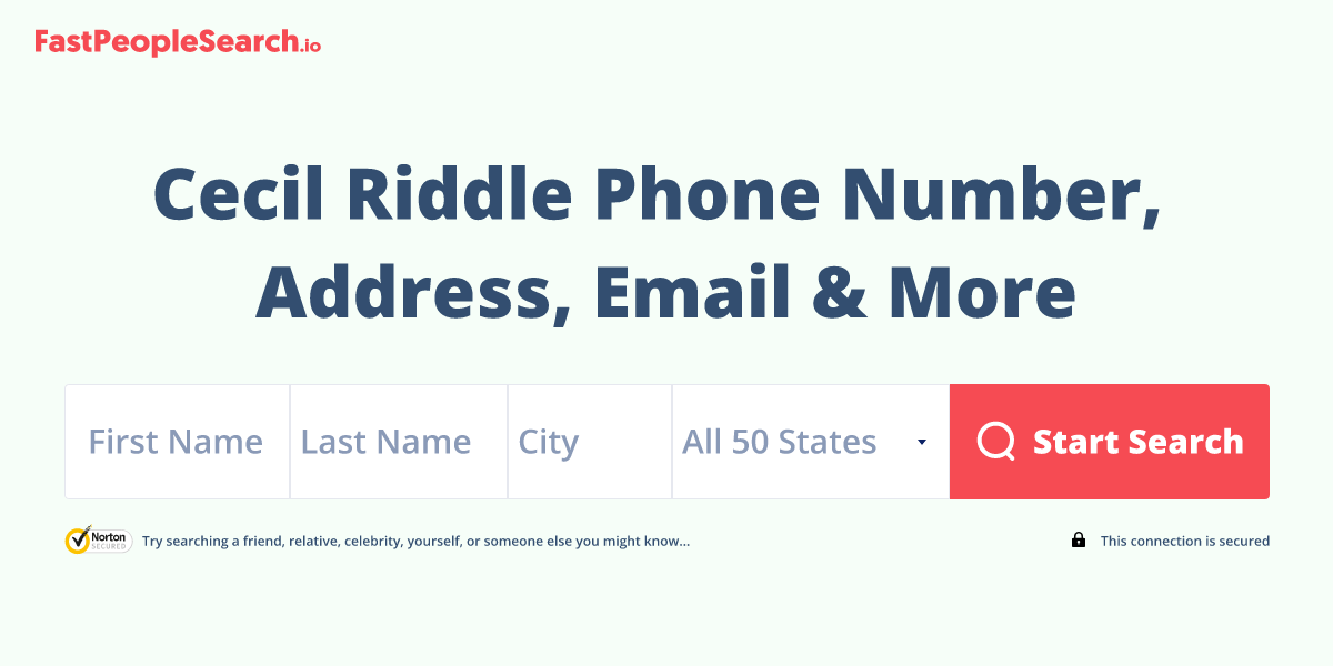 Cecil Riddle Phone Number, Address, Email & More | FastPeopleSearch.io