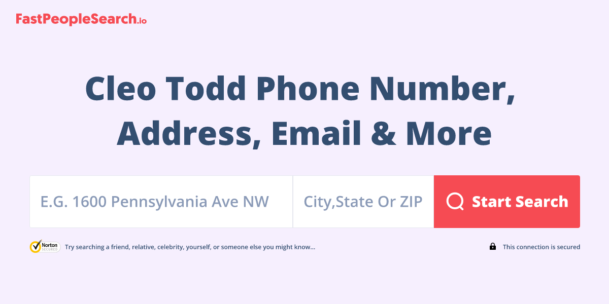 Cleo Todd Phone Number, Address, Email & More | FastPeopleSearch.io