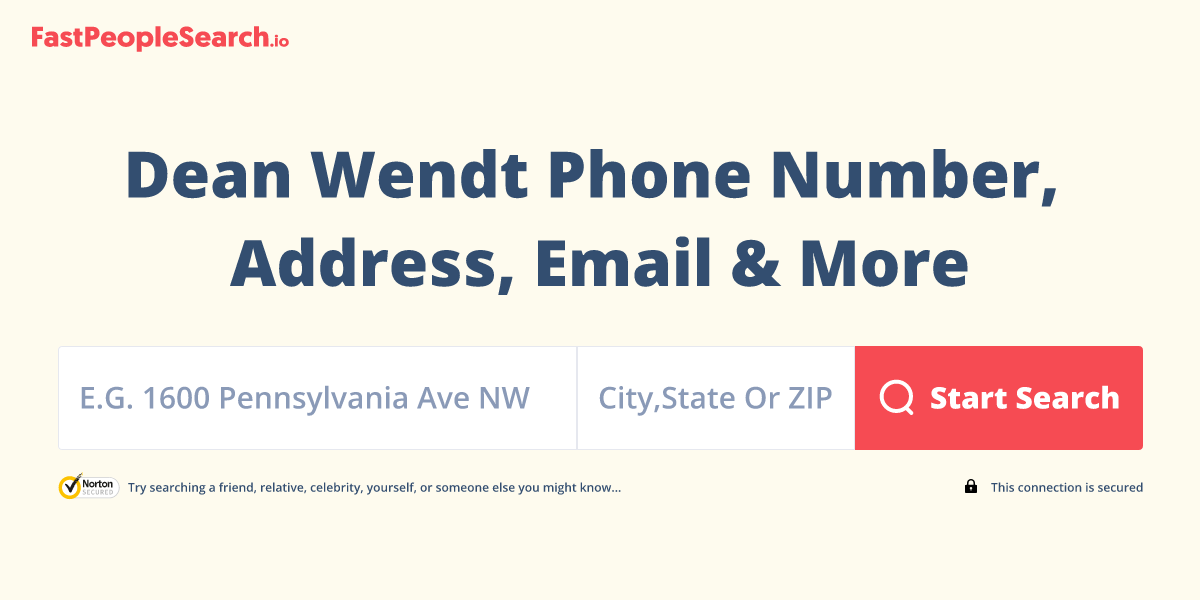 Dean Wendt Phone Number, Address, Email & More | FastPeopleSearch.io