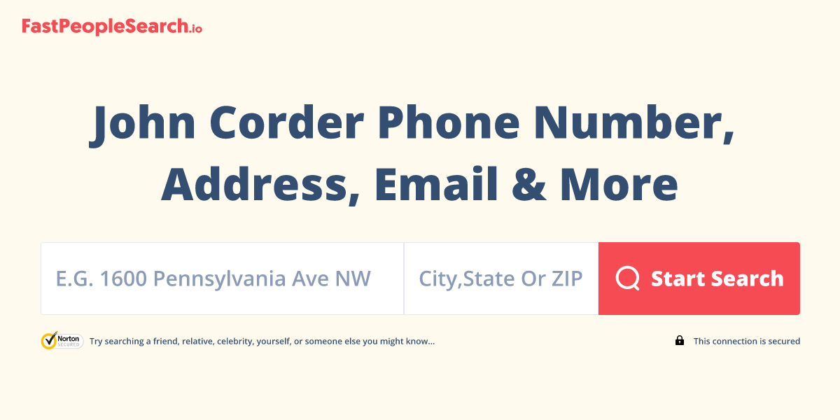 John Corder Phone Number, Address, Email & More | FastPeopleSearch.io