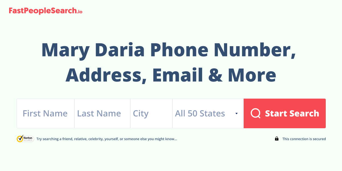 Mary Daria Phone Number, Address, Email & More | FastPeopleSearch.io