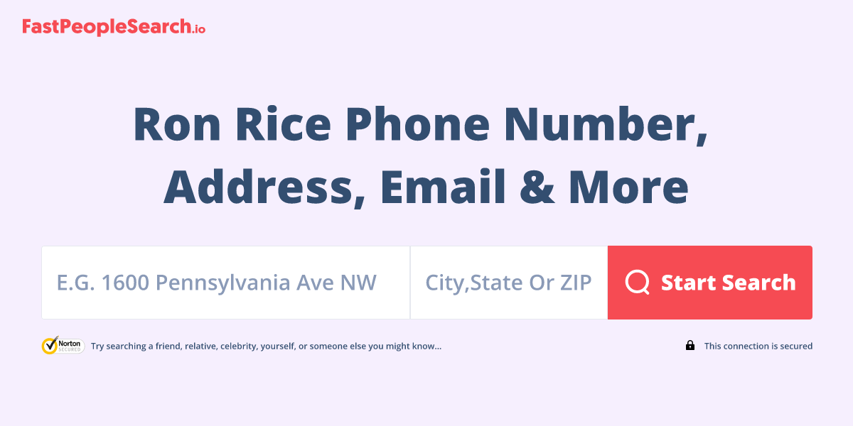 Ron Rice Phone Number, Address, Email & More | FastPeopleSearch.io